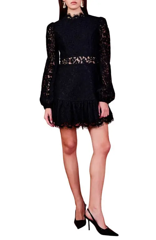 Endless Rose Lace Cutout Long Sleeve Minidress - Black