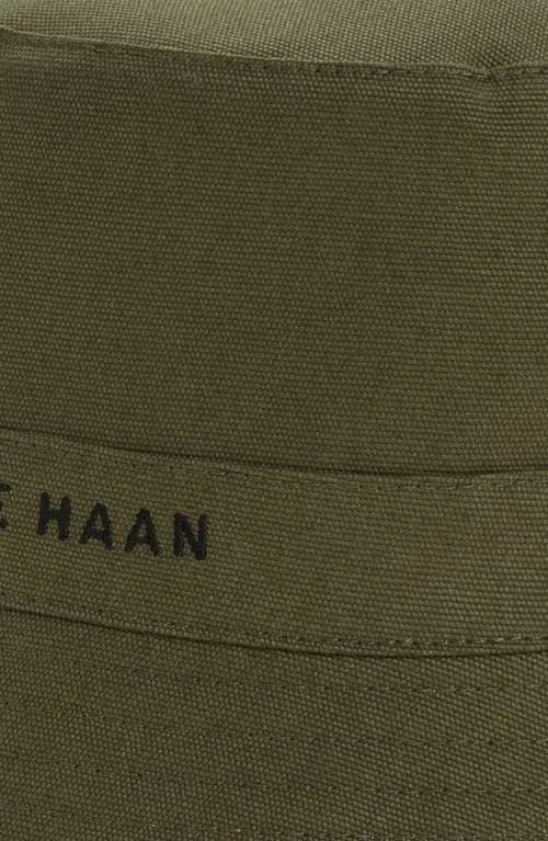 Cole Haan Embroidered Reversible Cotton Bucket Hat - Olive/ Beige