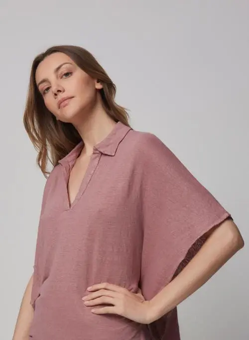 Majestic Filatures Linen Stretch Batwing Polo