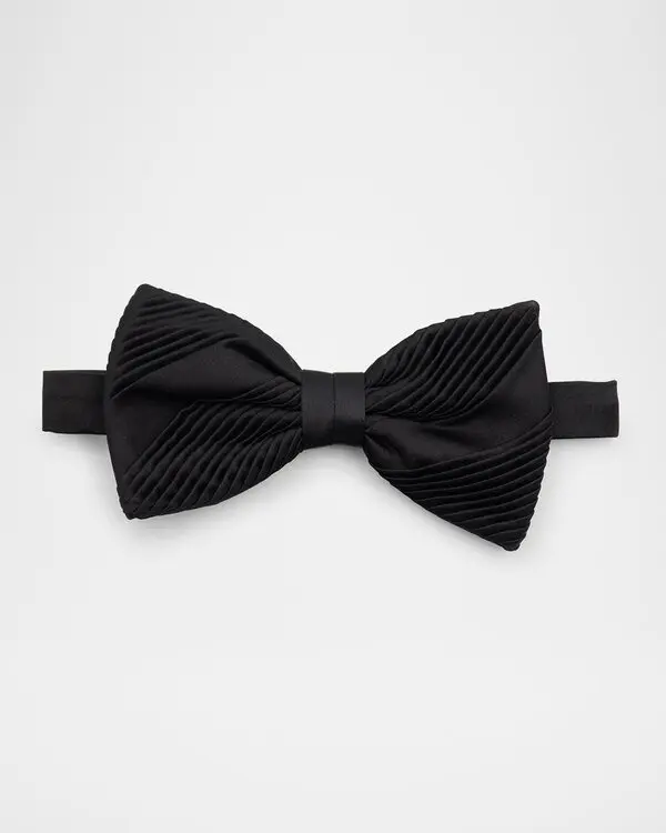 Stefano Ricci Pleated Silk Bow Tie - Black