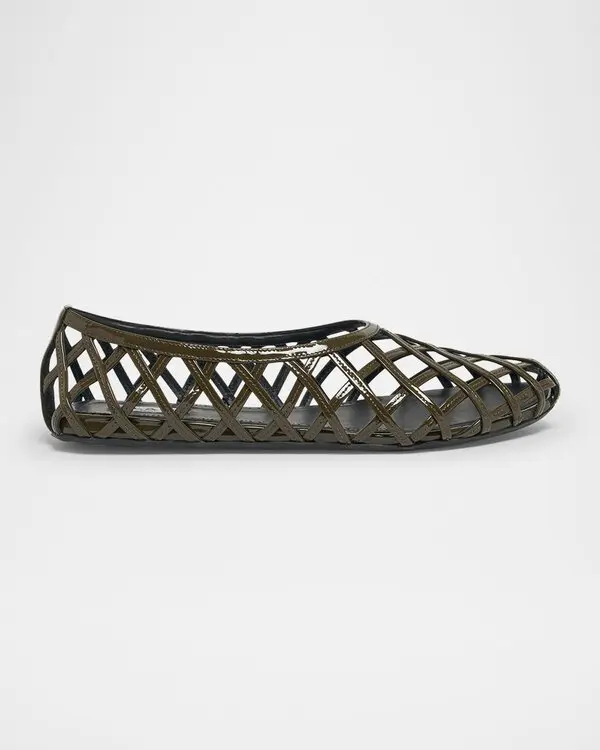 Alaïa Cage Ballerina Flats - 610 Kaki