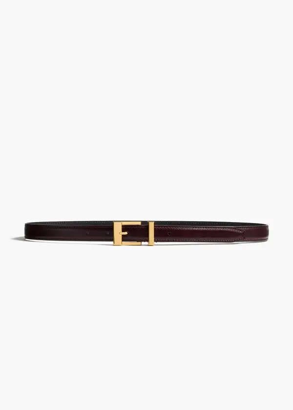 Khaite Manhattan Leather Belt With Gold Hardware - Bordeaux
