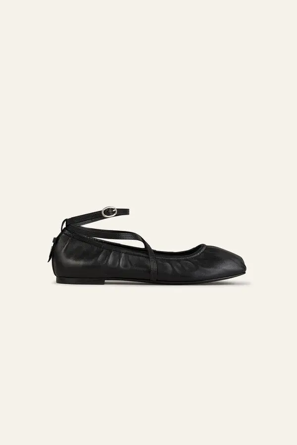 Ba&sh Calda Ballet Flat With Strap - Black