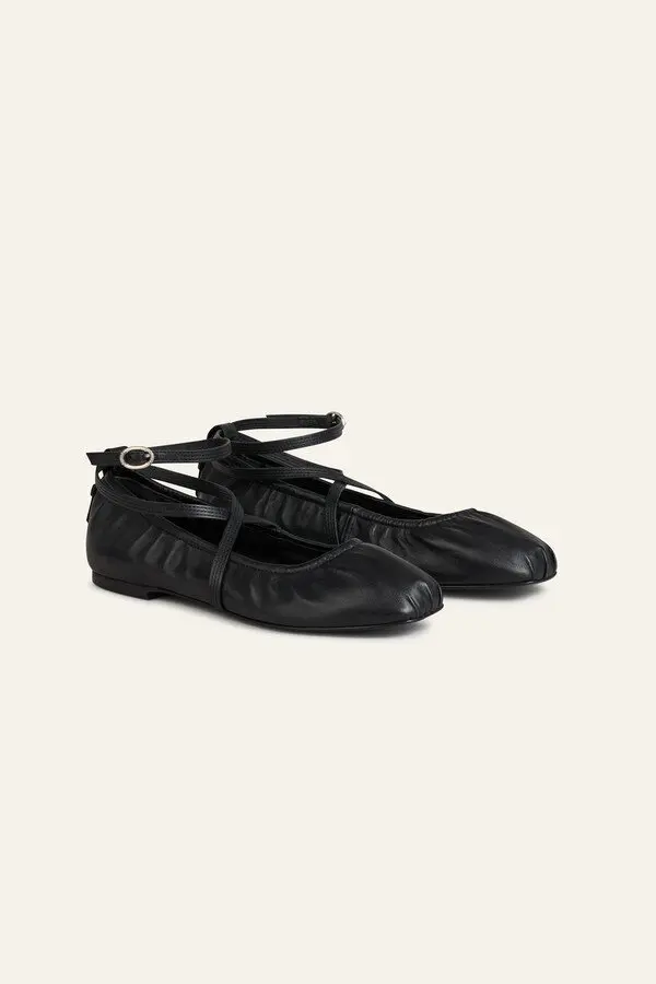 Ba&sh Calda Ballet Flat With Strap - Black