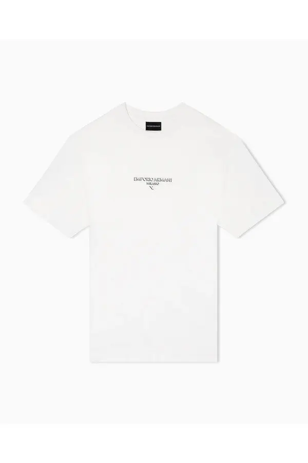 Emporio Armani Lyocell Blend Jersey T-shirt With 3d-effect Logo - White
