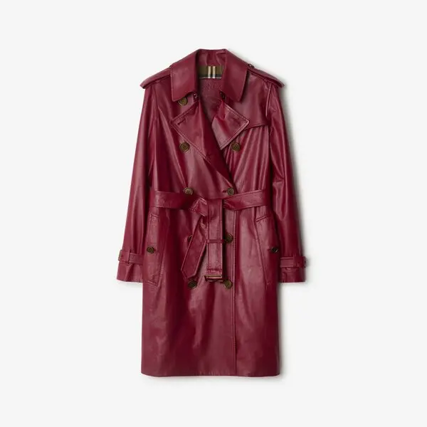 Burberry Mid-length Leather Kensington Trench Coat