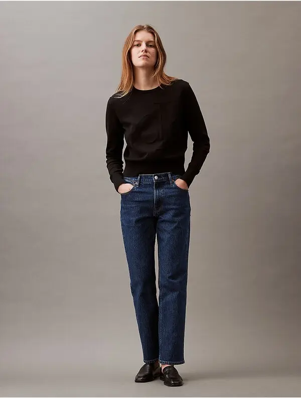 Calvin Klein Relaxed Monogram Crewneck Sweater - Black