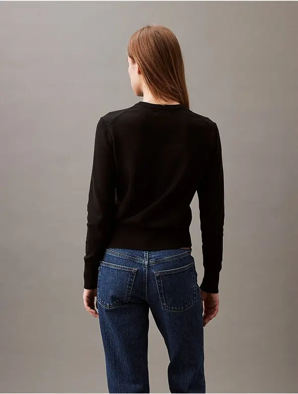 Calvin Klein Relaxed Monogram Crewneck Sweater - Black