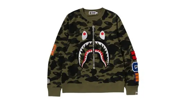 A BATHING APE 1st Camo Shark Crewneck Sweatshirt - Green