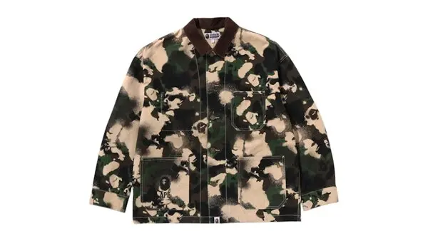 A BATHING APE Map Camo Work Jacket - Green