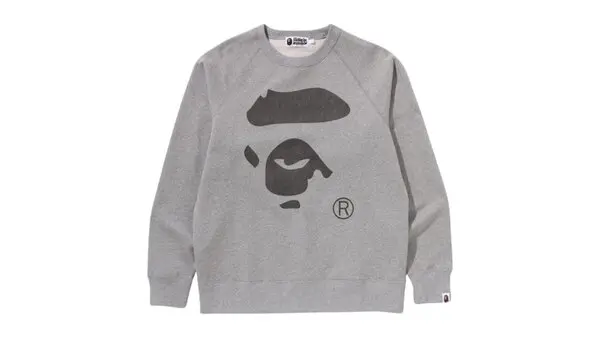A BATHING APE Ape Face Crewneck Sweatshirt - Gray