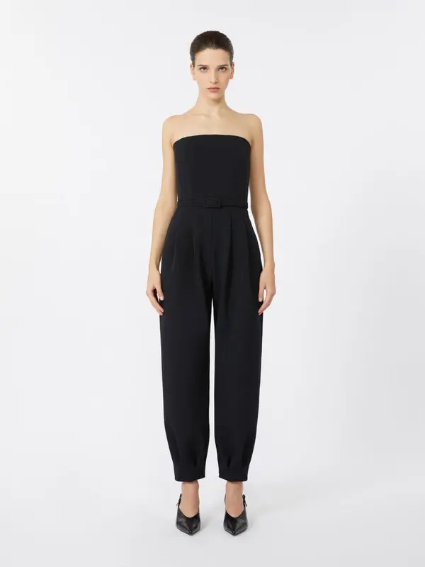 Max Mara Bonded Stretch Sable Jumpsuit - Black