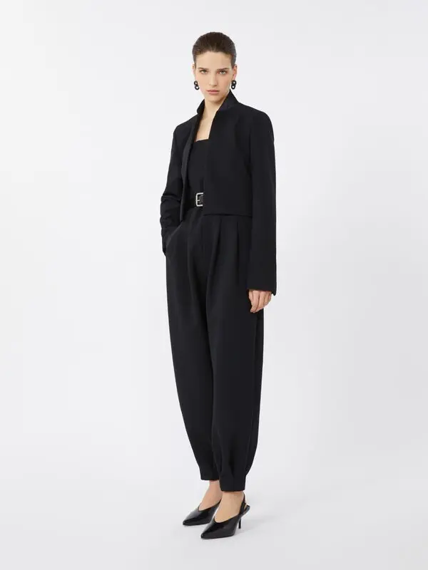 Max Mara Bonded Stretch Sable Jumpsuit Black Editorialist - Main Image