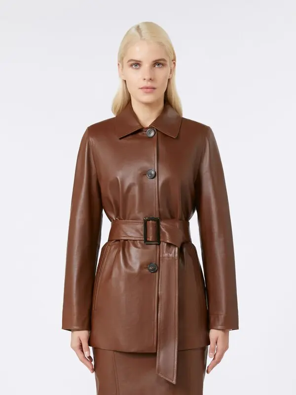 Max Mara Belted Nappa Leather Jacket
