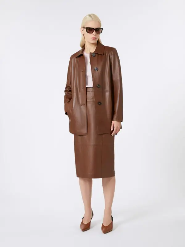 Max Mara Belted Nappa Leather Jacket