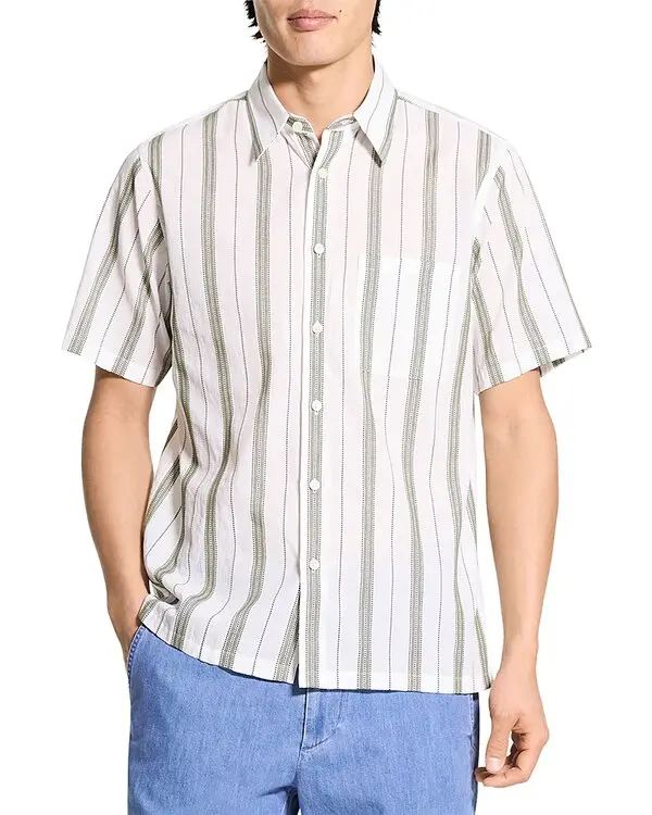 Theory Noll Short Sleeve Shirt - Ivory/orchard