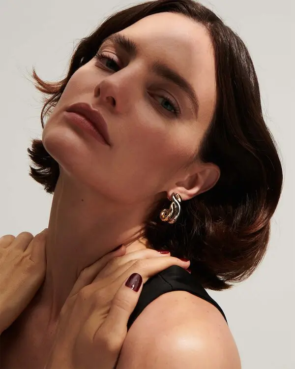 Demarson Odell Twist Half Hoop Earrings - Two Tone