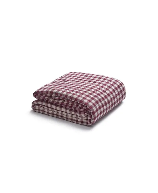 PIGLET IN BED Gingham Linen Duvet Cover - Berry Gingham