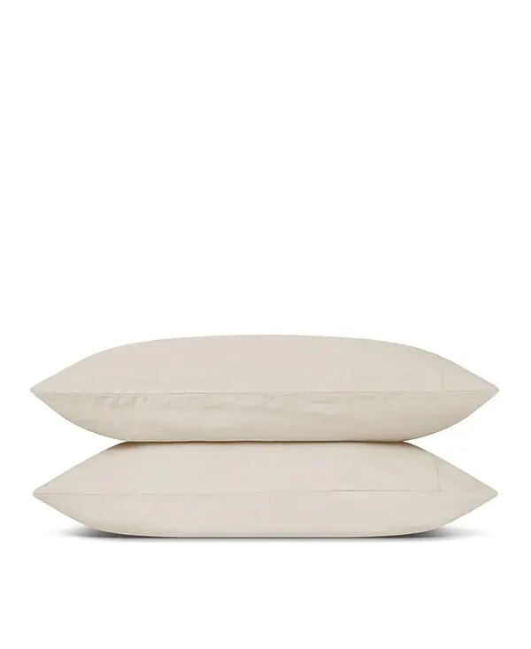 PIGLET IN BED Plain Linen Pillowcase Pair, Square - Pearl