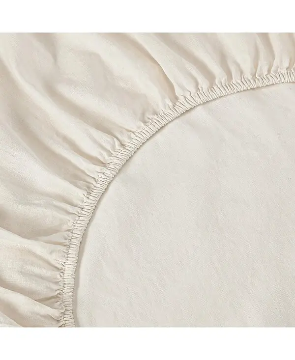 PIGLET IN BED Plain Linen Fitted Sheet - Pearl