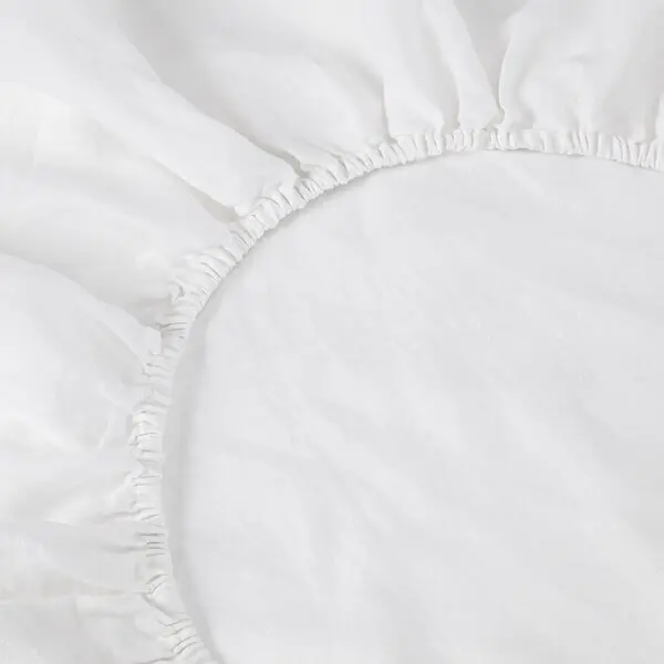 PIGLET IN BED Plain Linen Fitted Sheet - White