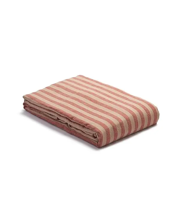 PIGLET IN BED Pembroke Stripe Linen Duvet Cover - Sandstone Red