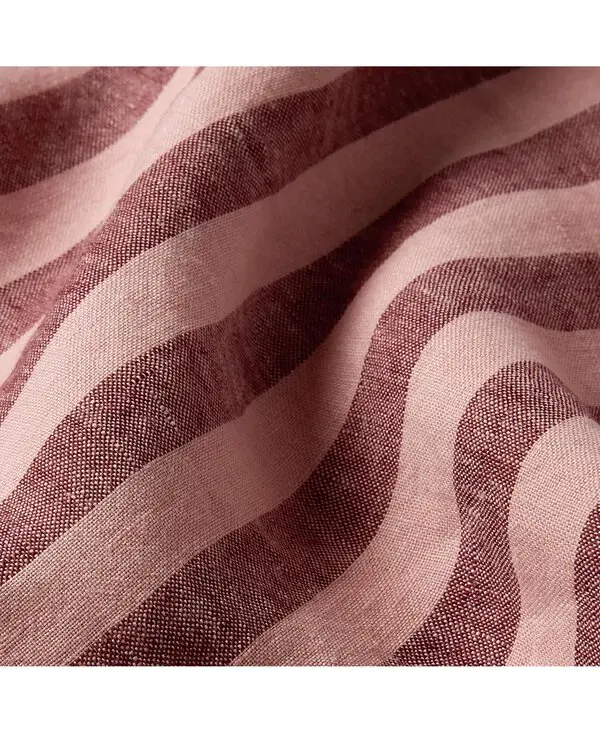 PIGLET IN BED Pembroke Stripe Linen Pillowcase Pair - Rhubarb/rose