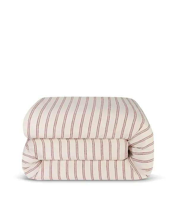 PIGLET IN BED Kemptown Stripe Linen Duvet Cover - Rhubarb