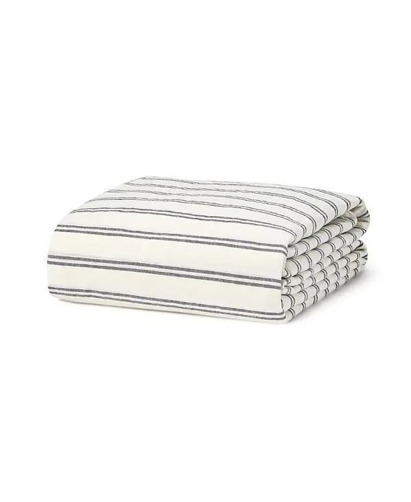 PIGLET IN BED Kemptown Stripe Linen Duvet Cover - Ivory/atlantic