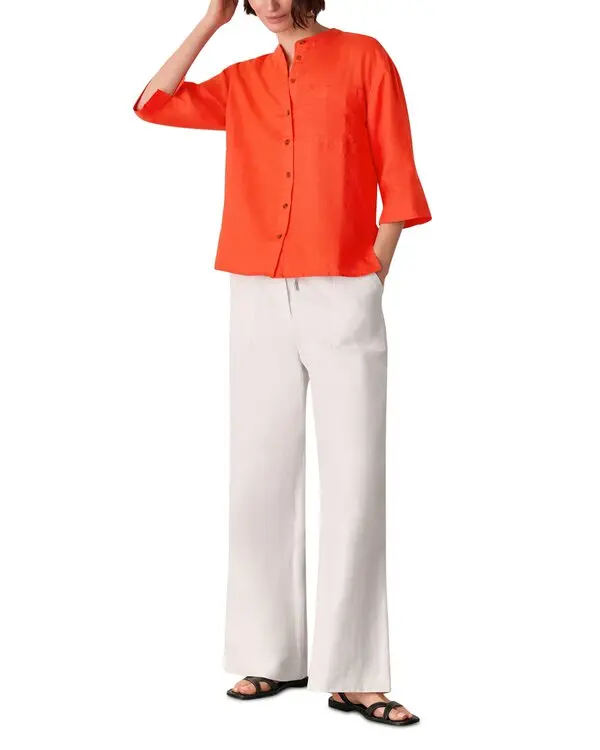 Whistles Grandad Linen Shirt - Red