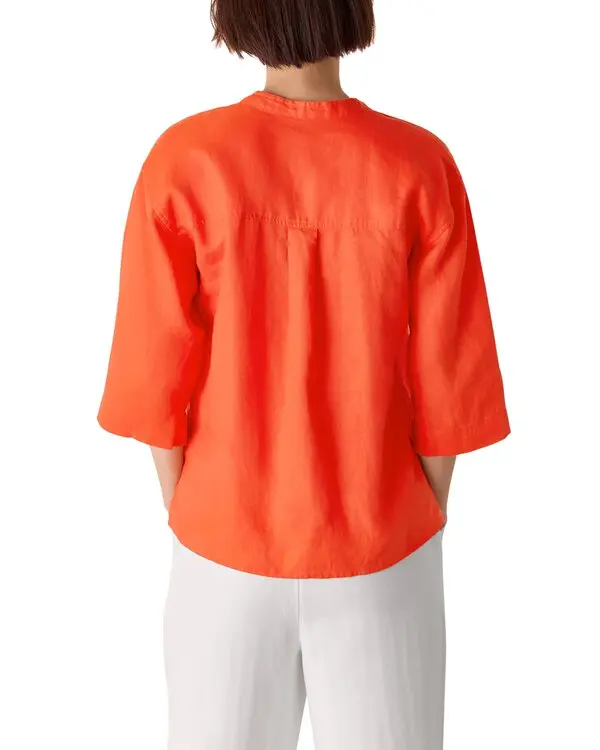 Whistles Grandad Linen Shirt - Red