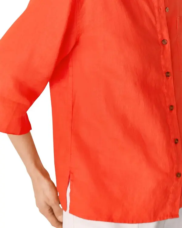 Whistles Grandad Linen Shirt - Red