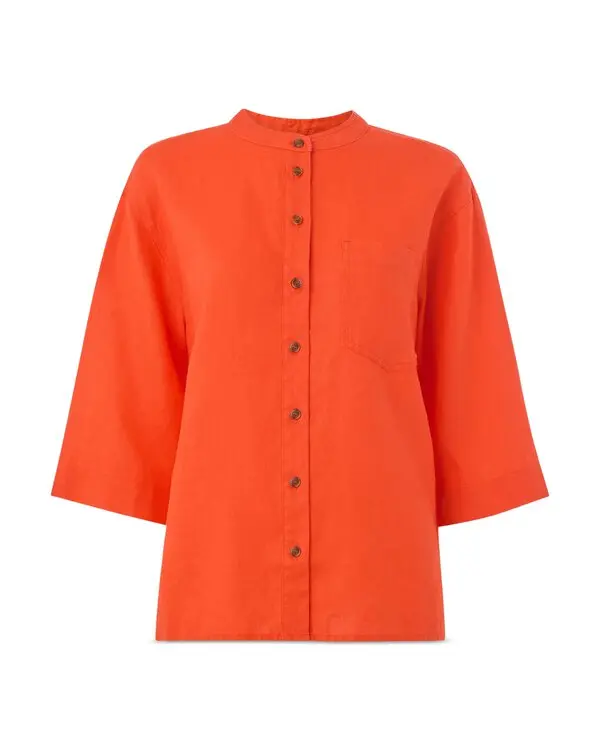 Whistles Grandad Linen Shirt - Red