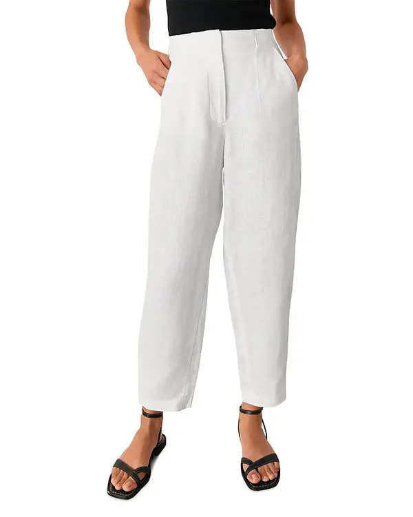 Whistles Linen Barrel Leg Trousers - White