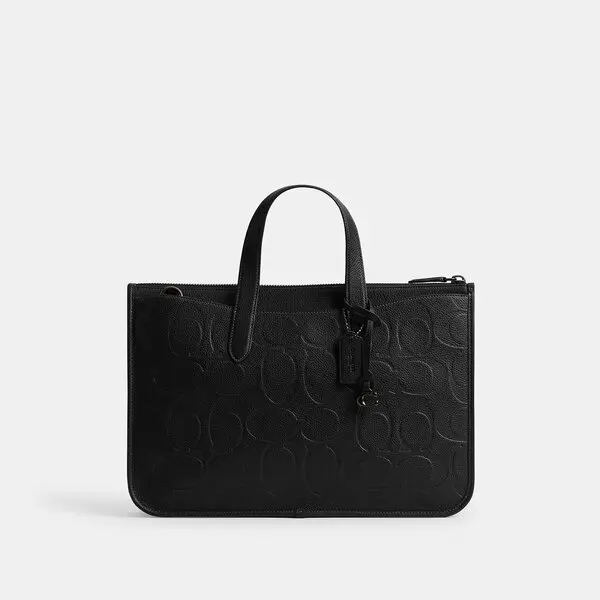 Coach Isaac Workbag In Maxi Signature Leather - Black