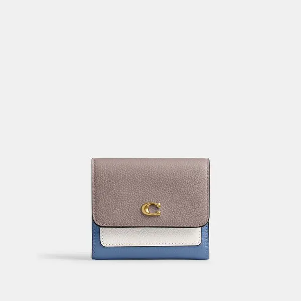 COACH Mila Small Flap Wallet In Colorblock - Brass/ash Multi