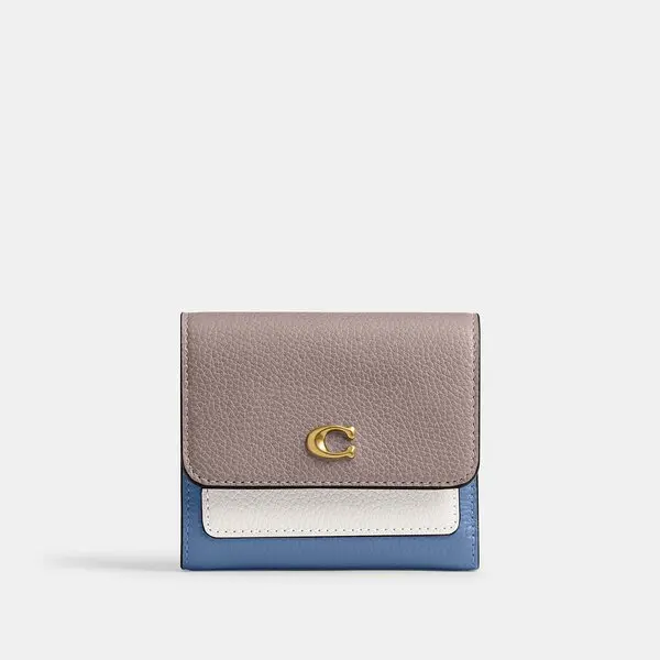 COACH Mila Small Flap Wallet In Colorblock - Brass/ash Multi