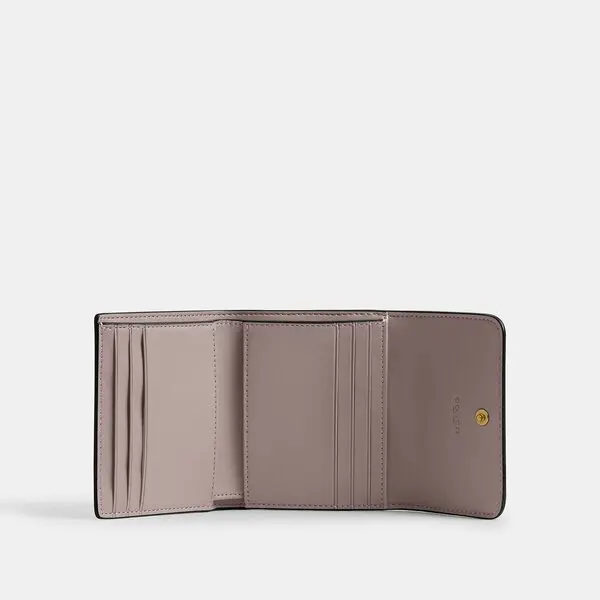 COACH Mila Small Flap Wallet In Colorblock - Brass/ash Multi