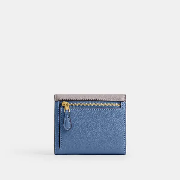 COACH Mila Small Flap Wallet In Colorblock - Brass/ash Multi