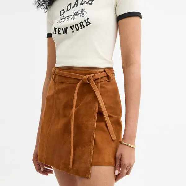 COACH Suede A-line Mini Skirt