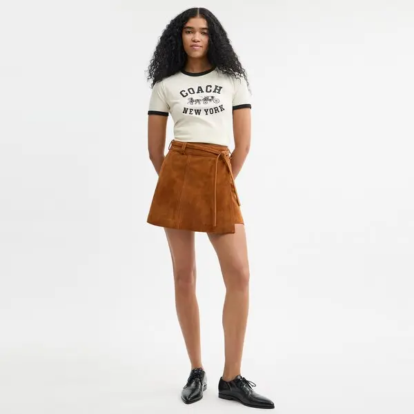 COACH Suede A-line Mini Skirt
