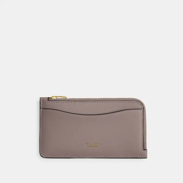 COACH New York Zip Card Case In Colorblock - Brass/ash Multi