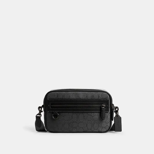 Coach Theo Camera Bag In Signature Jacquard - Black