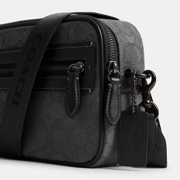 Coach Theo Camera Bag In Signature Jacquard - Black