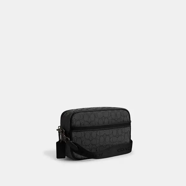 Coach Theo Camera Bag In Signature Jacquard - Black
