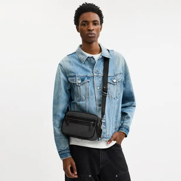 Coach Theo Camera Bag In Signature Jacquard - Black