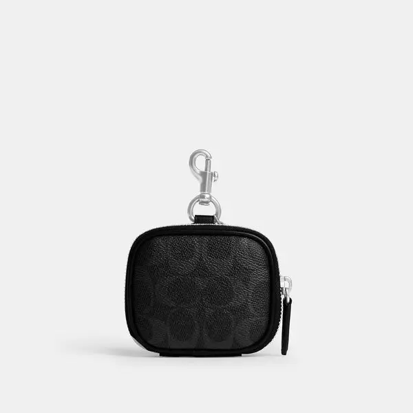 COACH Clip On Pouch In Signature Canvas - Black Signature