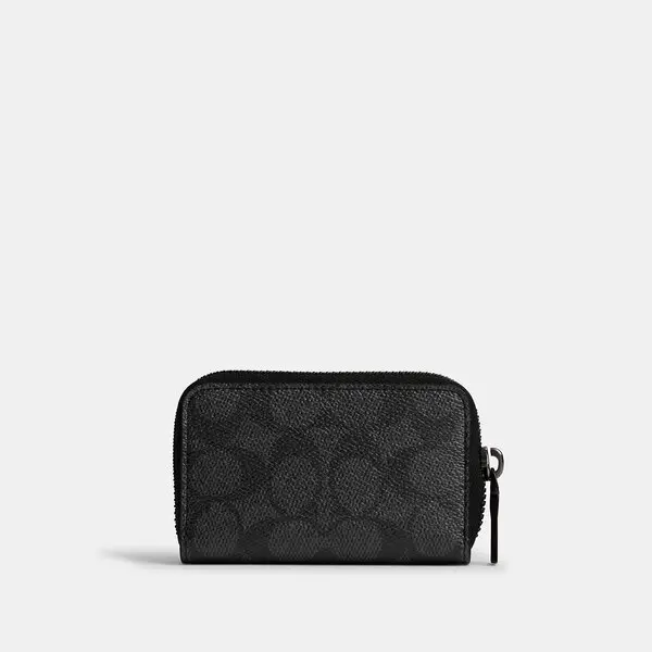 Coach Small Zip Around Card Case In Signature Canvas