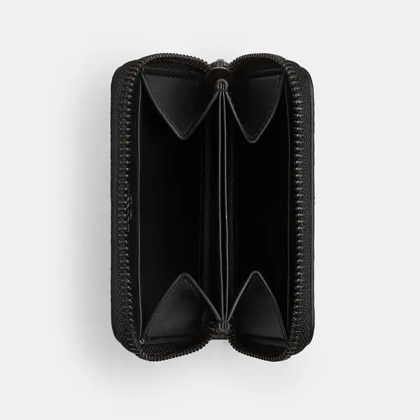 Coach Small Zip Around Card Case In Signature Canvas