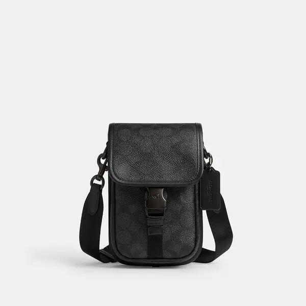 COACH League Phone Crossbody Bag - Charcoal Signature